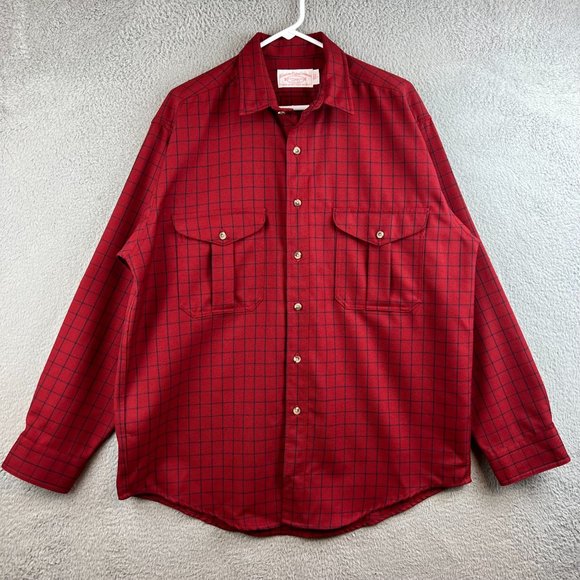 Filson | Shirts | Vintage Filson Mens Large Red Plaid Wool Long Sleeve ...